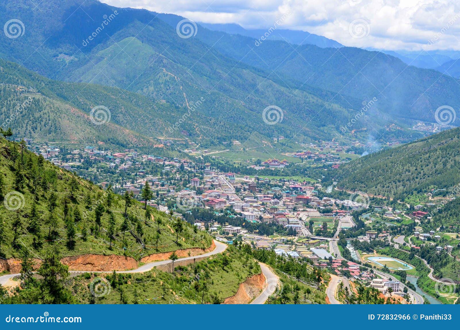 Aerial View of Thimphu Valley Stock Photo - Image of city, view: 72832966