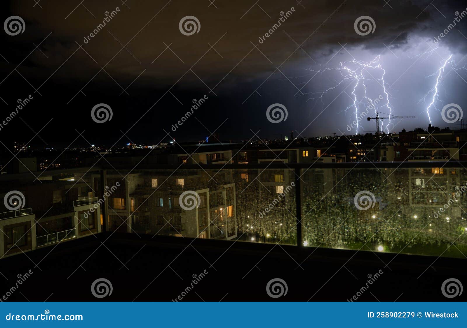 Aerial View of a Thunder Storm Over the City Editorial Stock Image ...