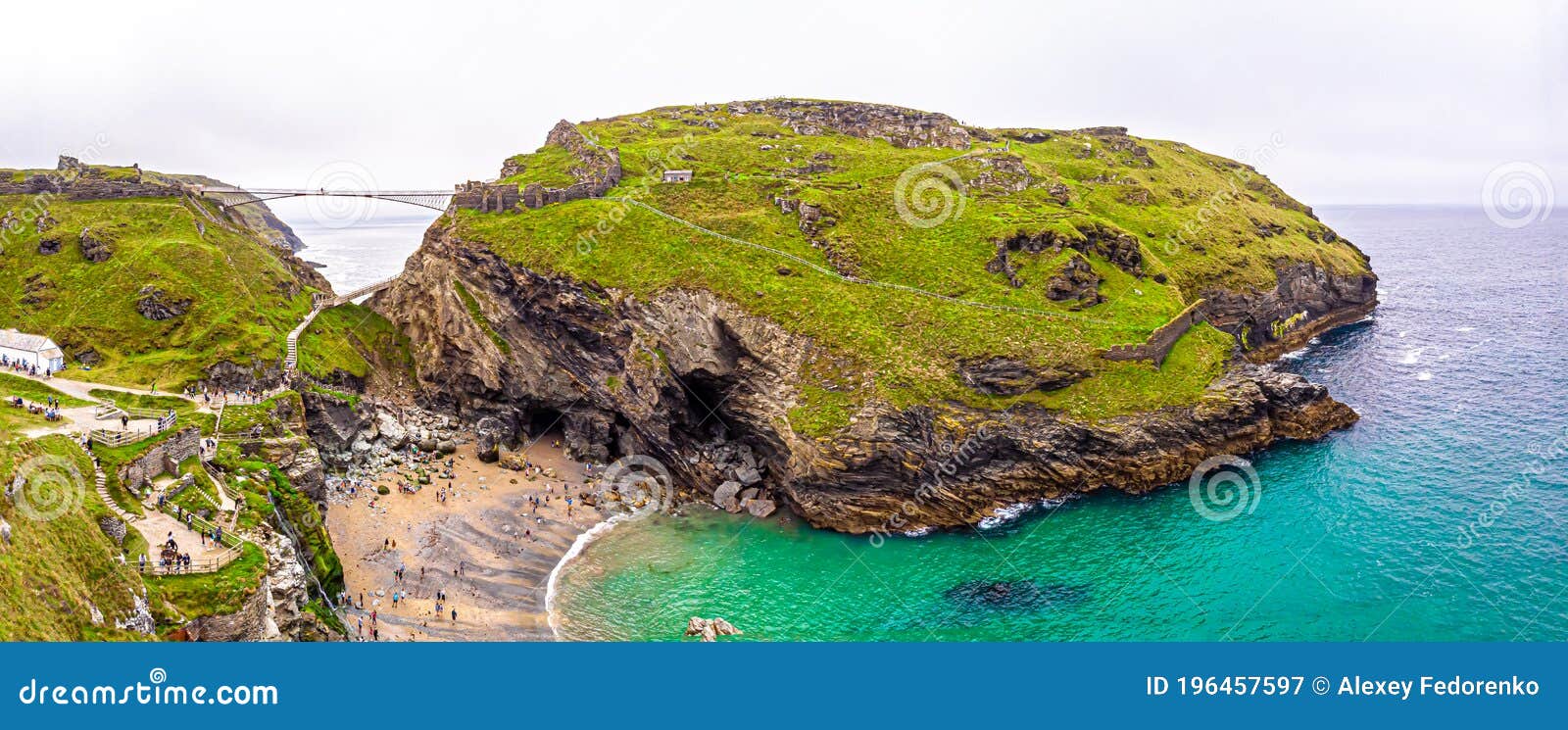 Aerial View of Tintagel Castle in Cornwall Stock Image - Image of ...