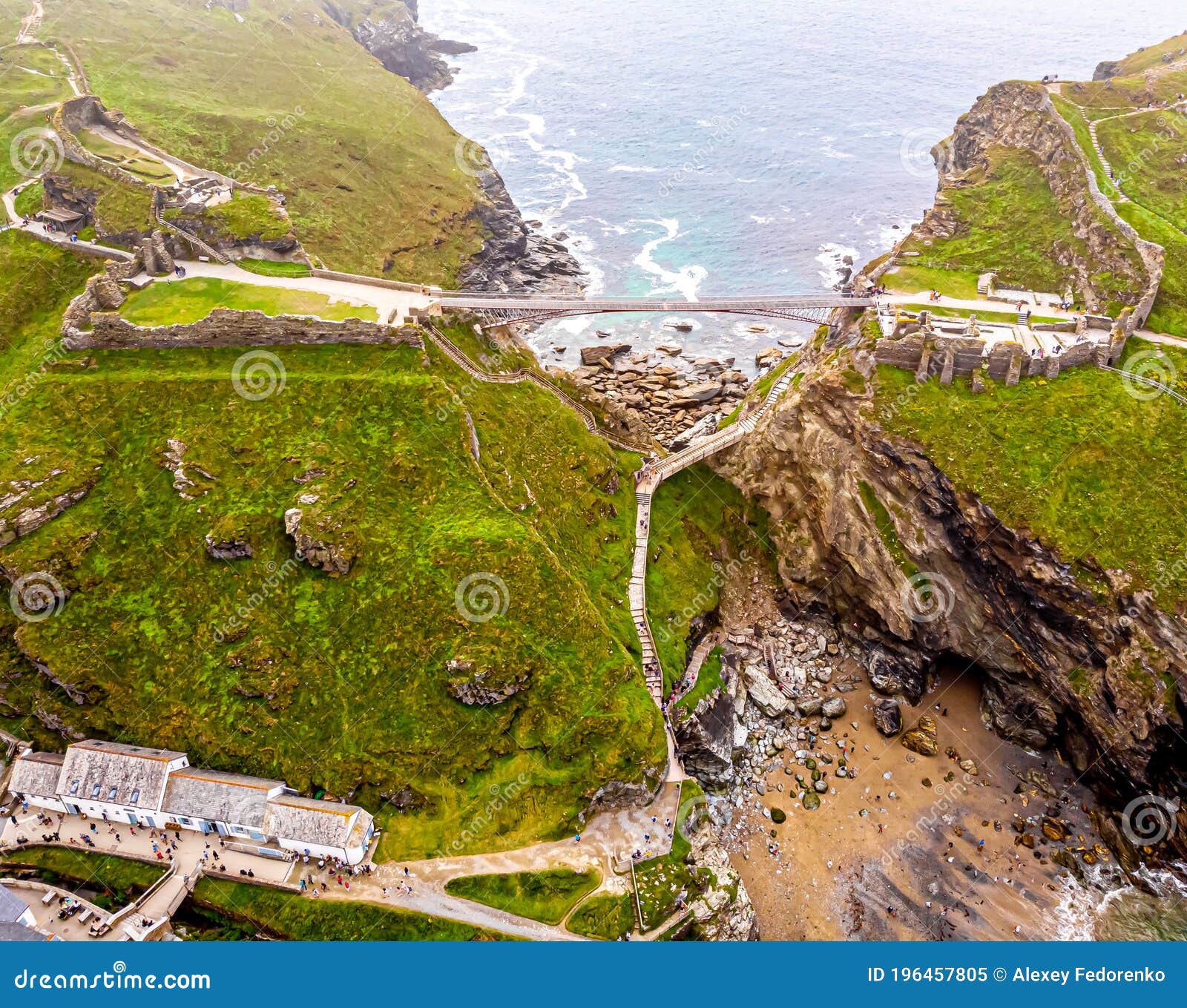 Aerial View of Tintagel Castle in Cornwall Stock Image - Image of ...