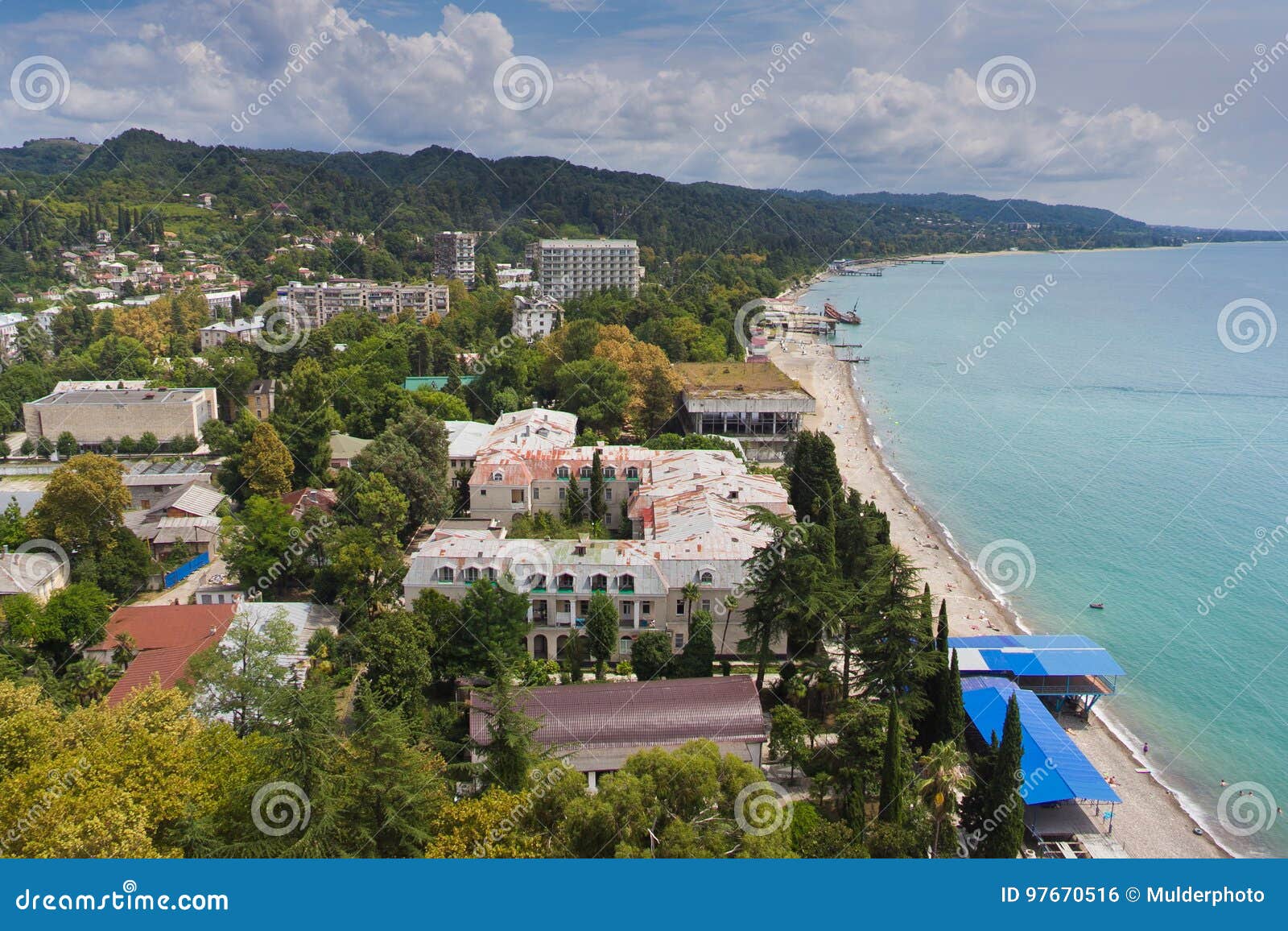 Aerial View To the Beach at Sukhum Downtown Stock Photo - Image of ...
