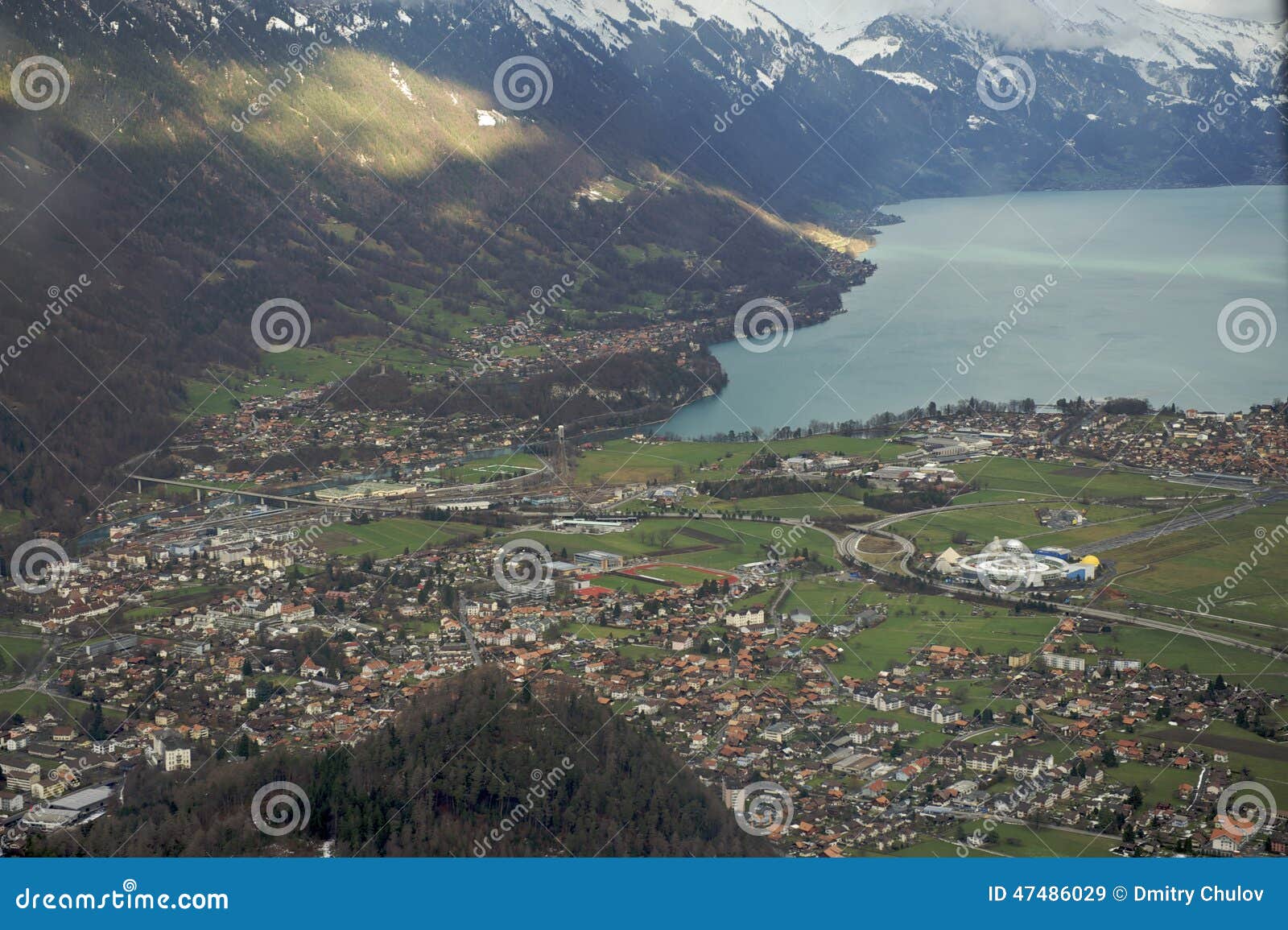 Aerial View To Interlaken, Switzerland Stock Image - Image of tourist ...