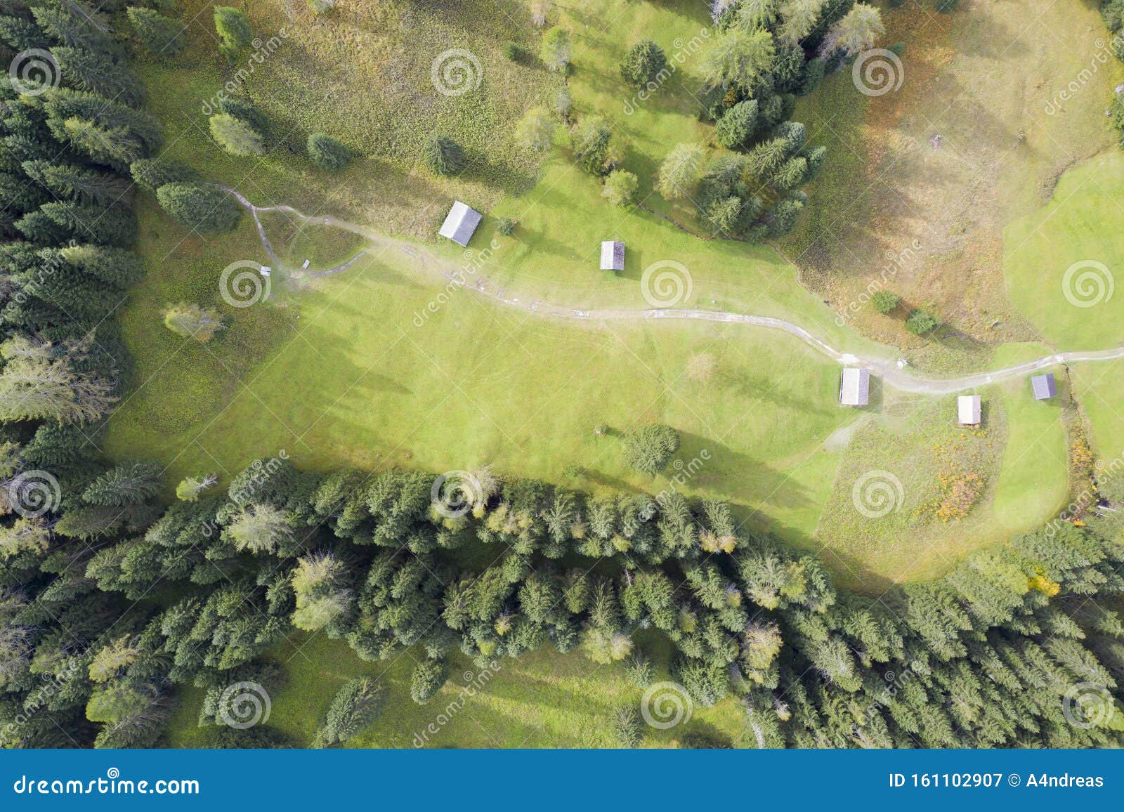 Aerial View To Mountain Meadow Glade at Fall with Trees Stock Image ...
