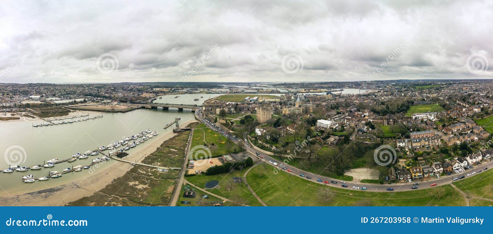 Aerial View To Rochester Cathedral and Castle Stock Photo - Image of ...