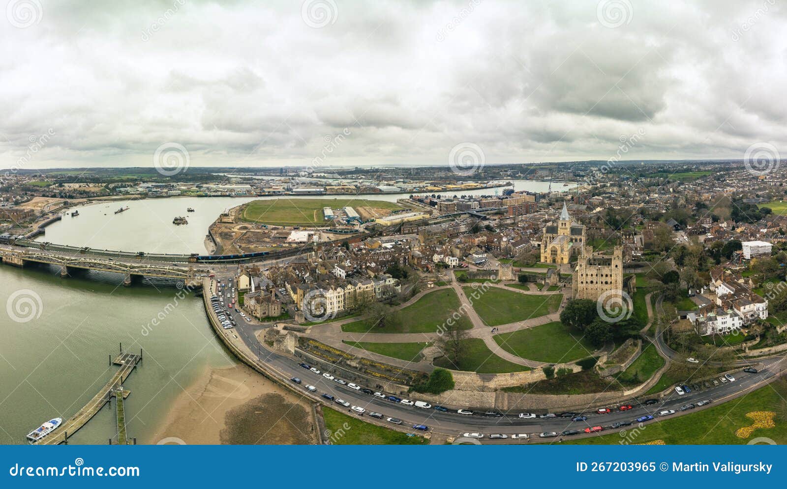Aerial View To Rochester Cathedral and Castle Stock Image - Image of ...