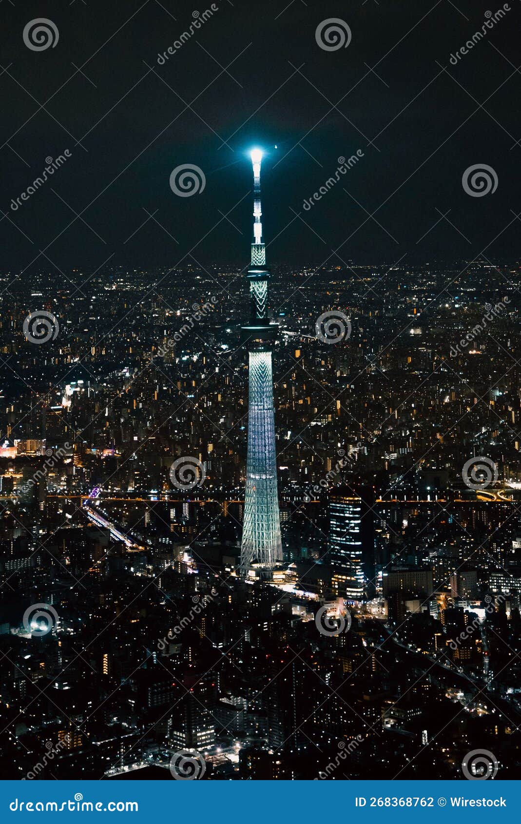 Aerial View of the Tokyo Skytree and Cityscape at Night Stock Photo ...