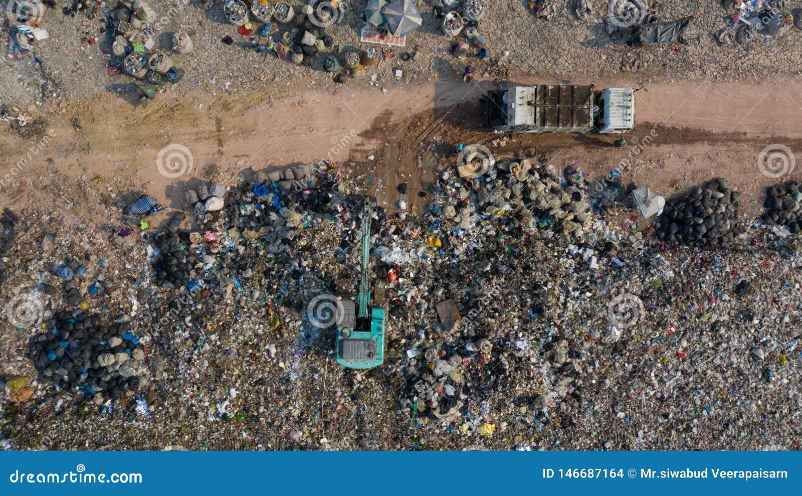 Aerial View Tons Of Plastic Waste, Plastic Pollution On Land Royalty ...