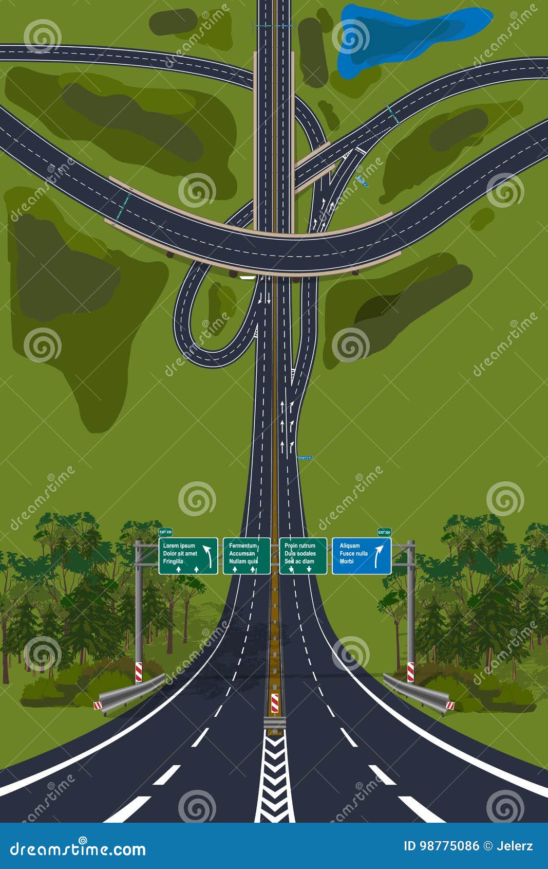 Aerial View - Top View Roads Intersections, Highways. Stock Vector ...