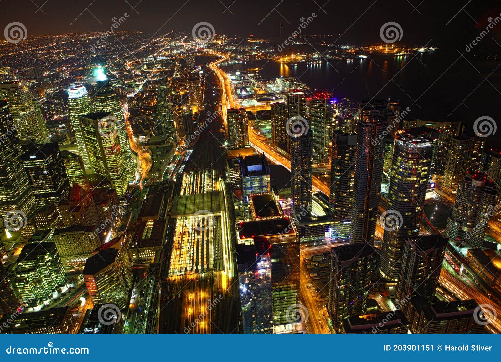 Aerial View of Toronto, Ontario at Night Editorial Photo - Image of ...