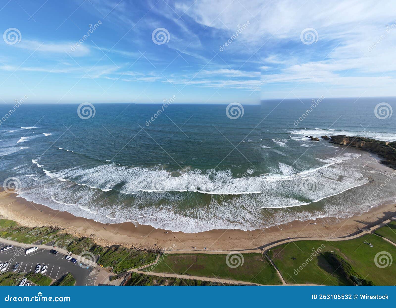 Aerial View of the Torquay Beach on a Sunny Day Stock Photo - Image of ...