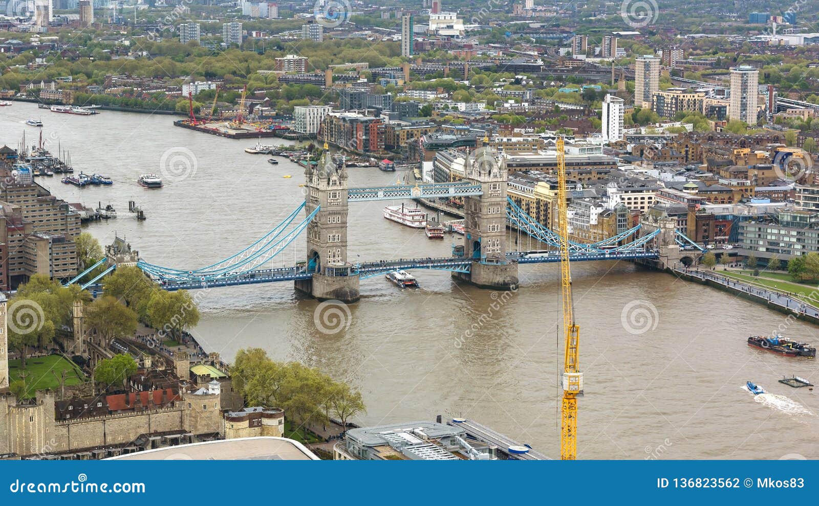 Aerial View of Tower Bridge in London Stock Photo - Image of cityscape ...