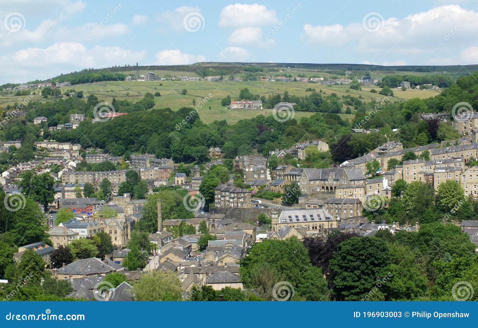 Aerial View of the Town of Hebden Bridge in West Yorkshire in Summer ...