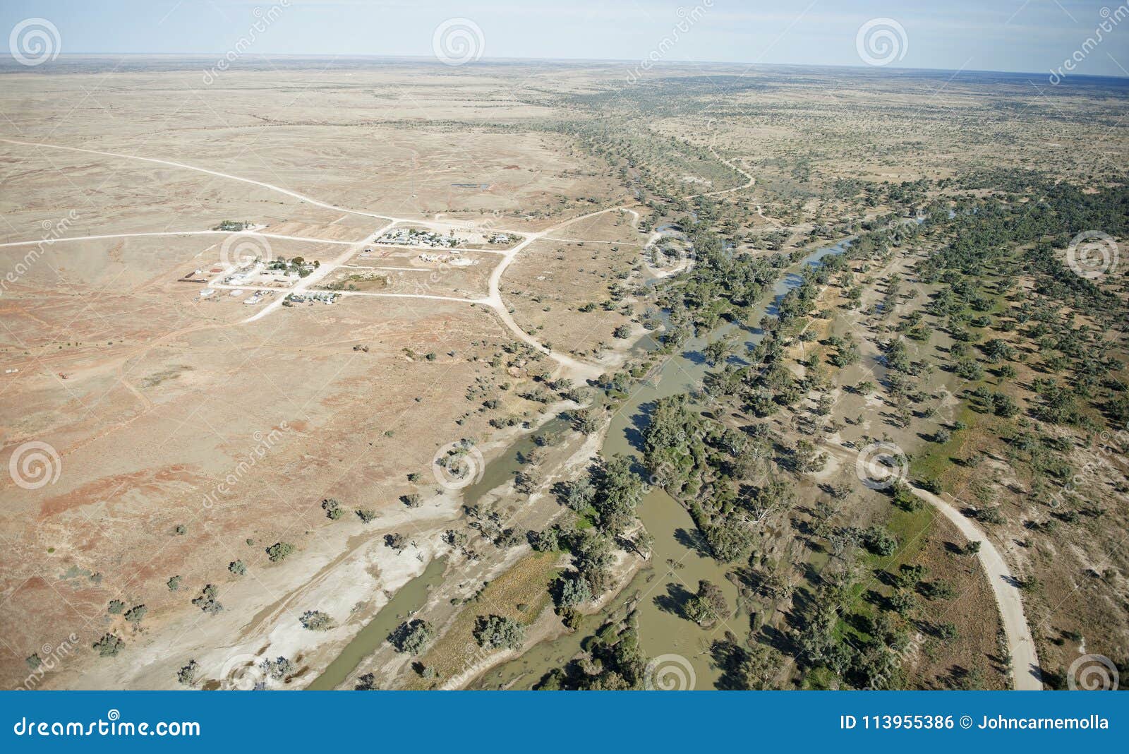 Aerial View of the Town of Innamincka Stock Photo - Image of aerial ...
