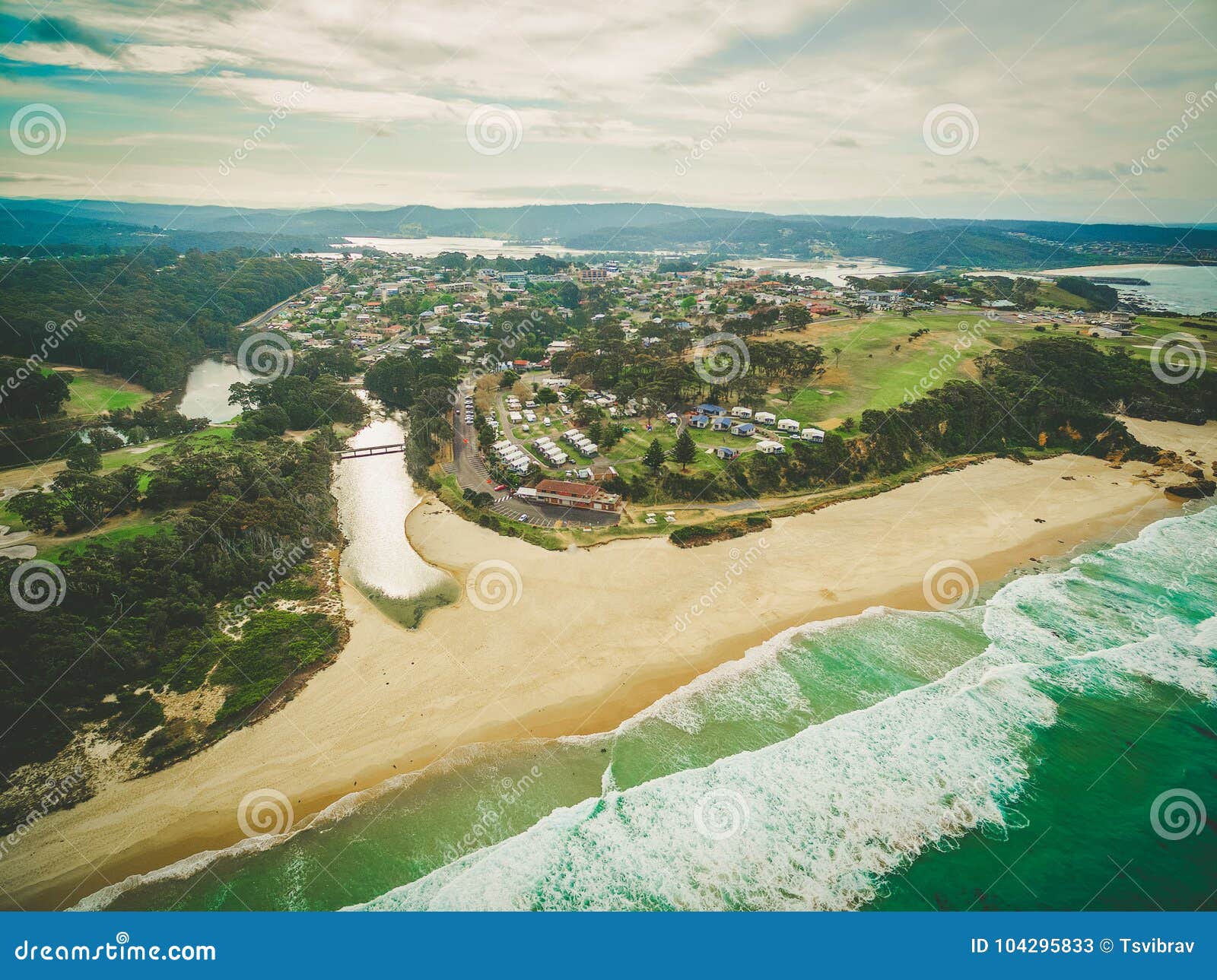 Aerial View of Town of Narooma, NSW, Australia. Stock Image - Image of ...