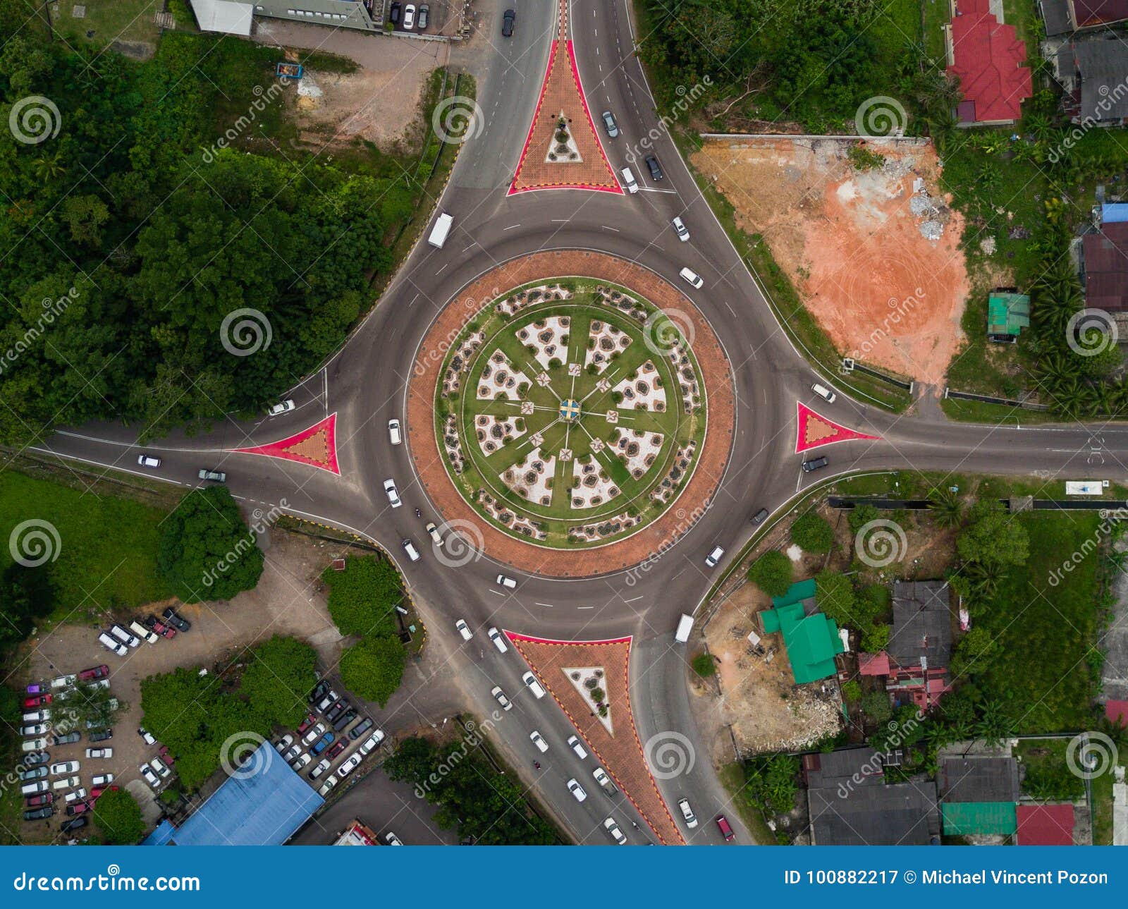 Roundabout from above stock image. Image of traffic - 100882217