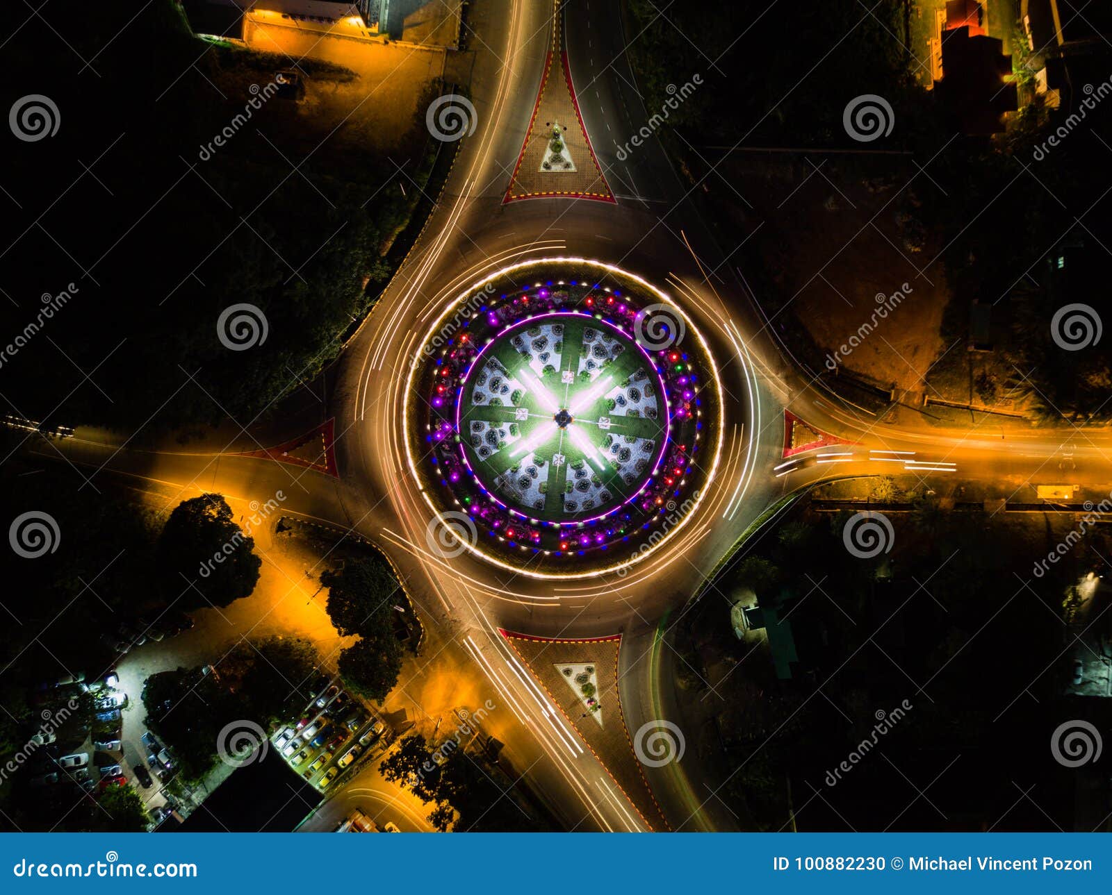 Roundabout from above stock photo. Image of road, cars - 100882230