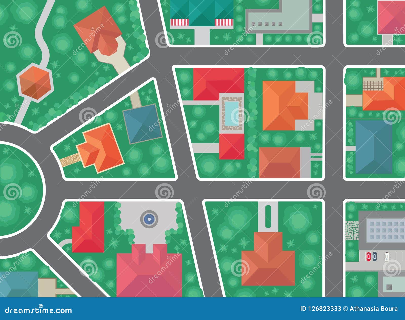 Aerial View Of Town Streets Map Cartoon Vector | CartoonDealer.com ... Aerial View Of Town Streets Map Cartoon Vector | CartoonDealer.com ...
