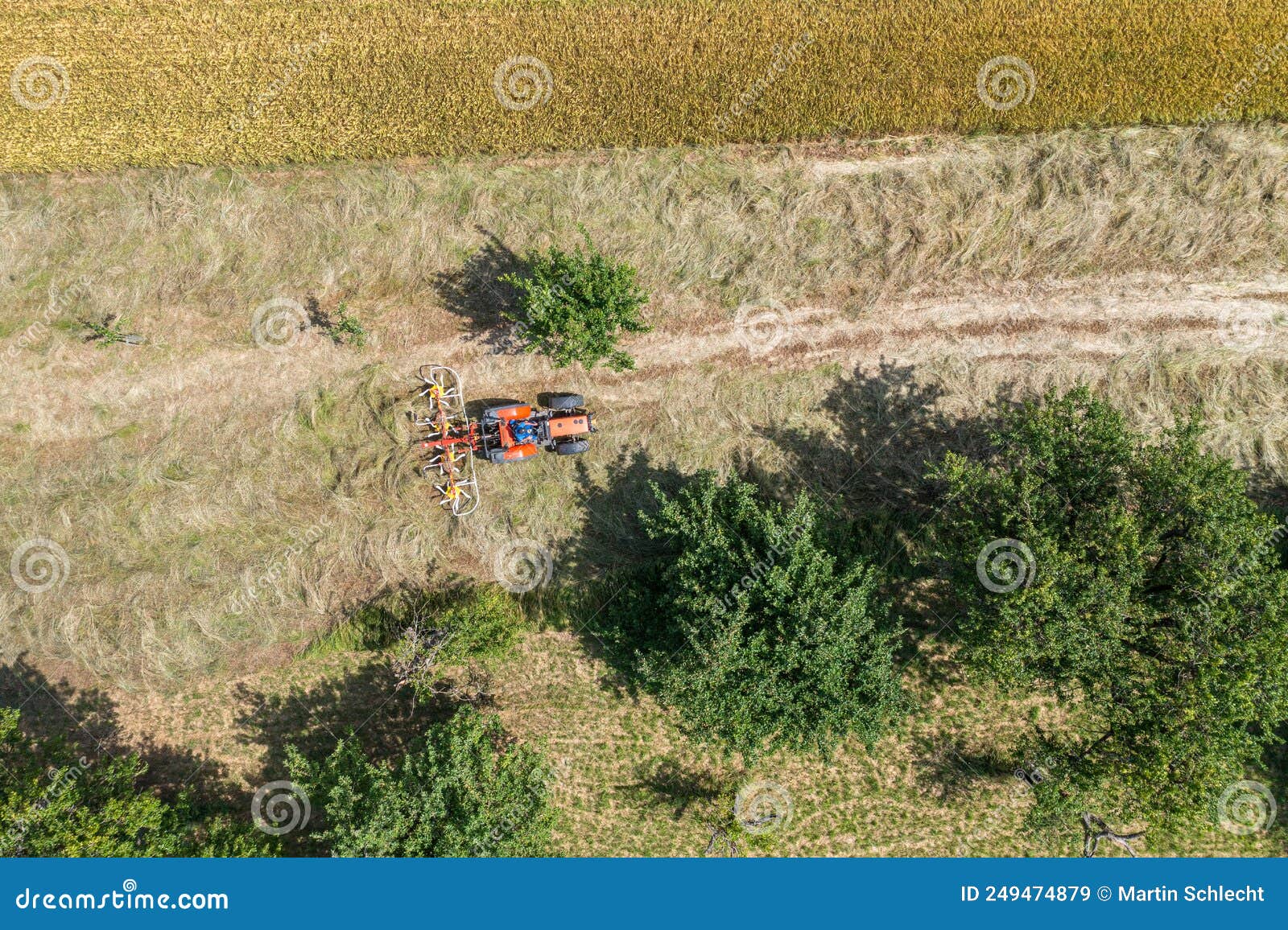 Aerial View of a Tractor Doing Farmwork Stock Image - Image of aerial ...