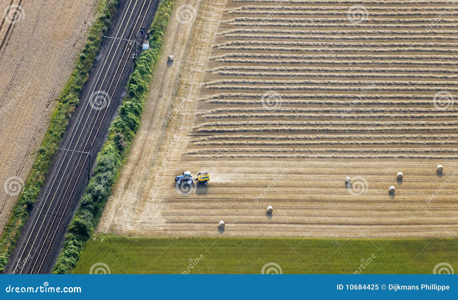 Top View Of The Tractor That Plows The Field. Disking The Soil. Soil ...