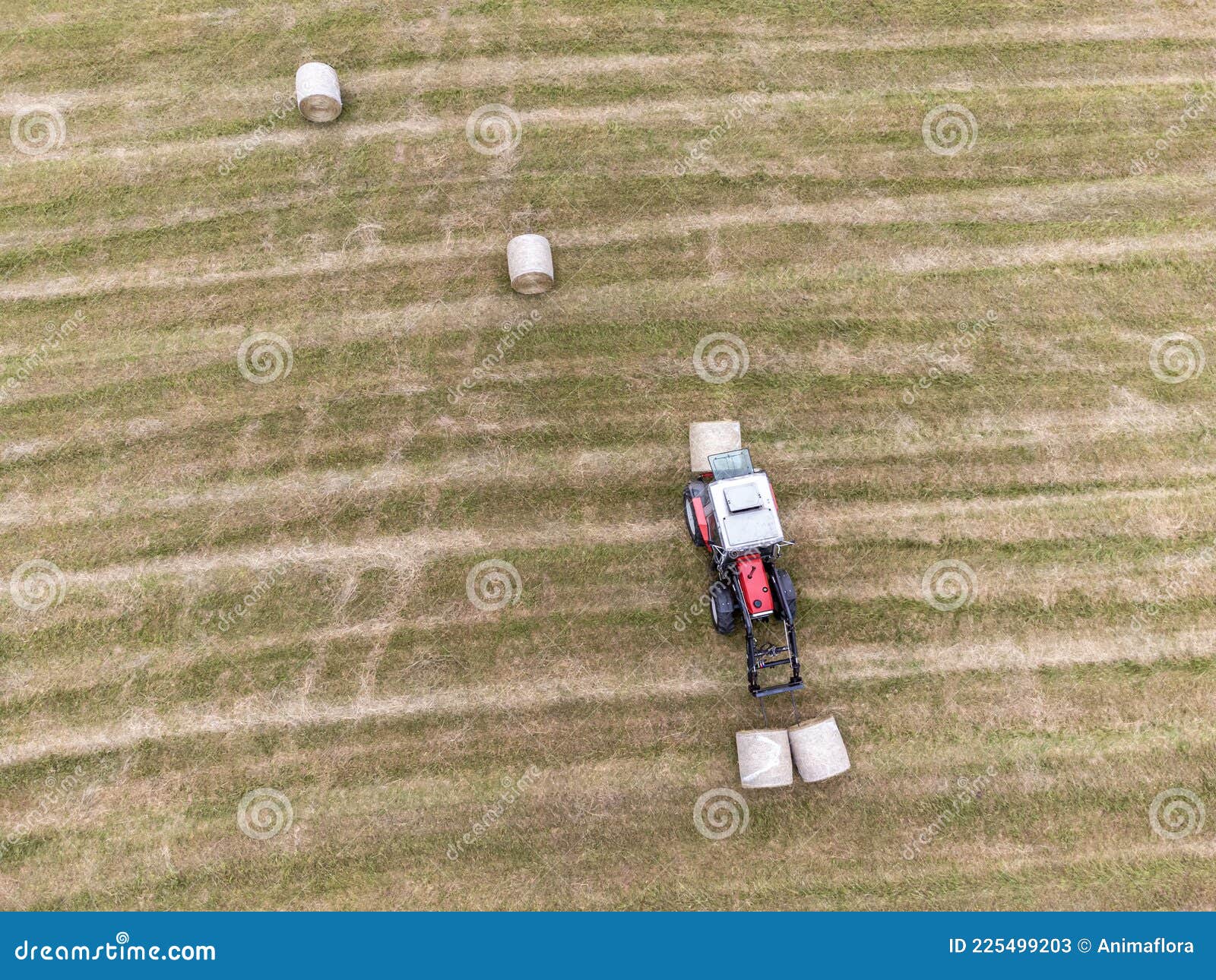 Aerial View of Tractor Harvesting Straw Bales Stock Image - Image of ...