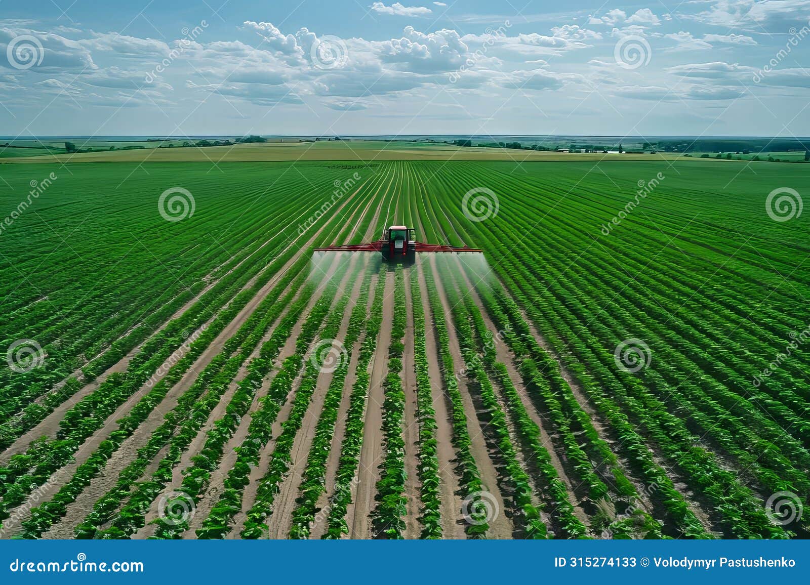 Aerial View of a Tractor Spraying a Field Stock Image - Image of ...