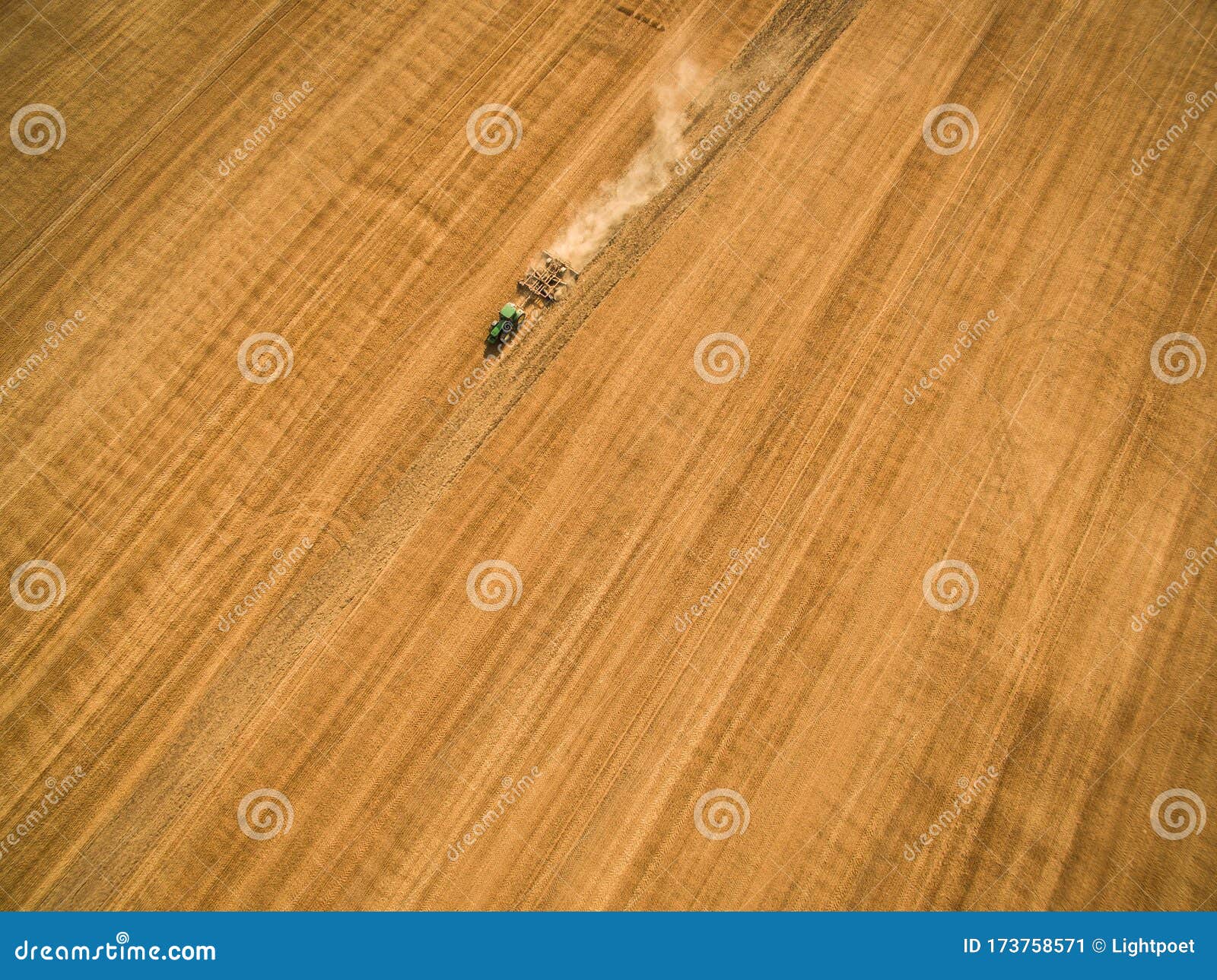 Aerial View of a Tractor Working a Field Stock Image - Image of farm ...
