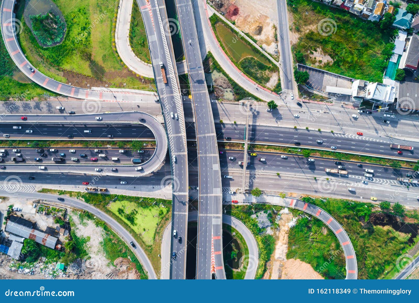 Aerial View of Traffic Intersection City Road Look Down Stock Image ...
