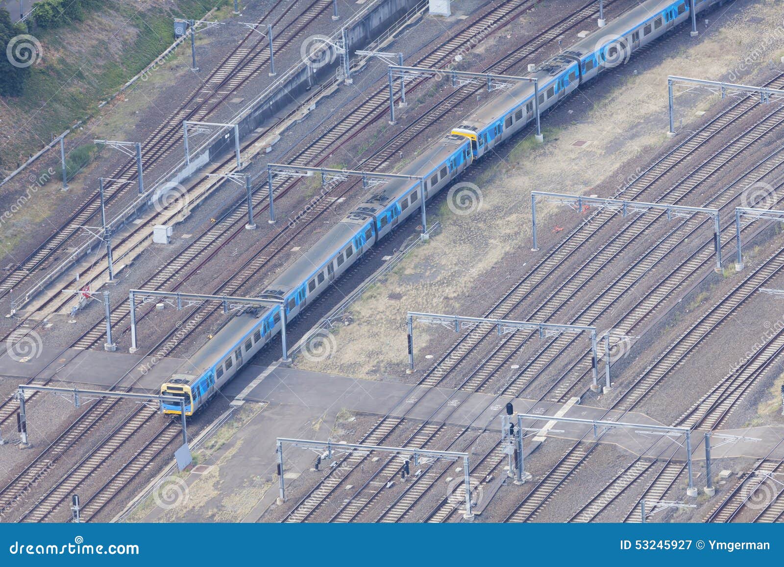 Aerial View of Train in Motion Stock Image - Image of passenger, aerial ...