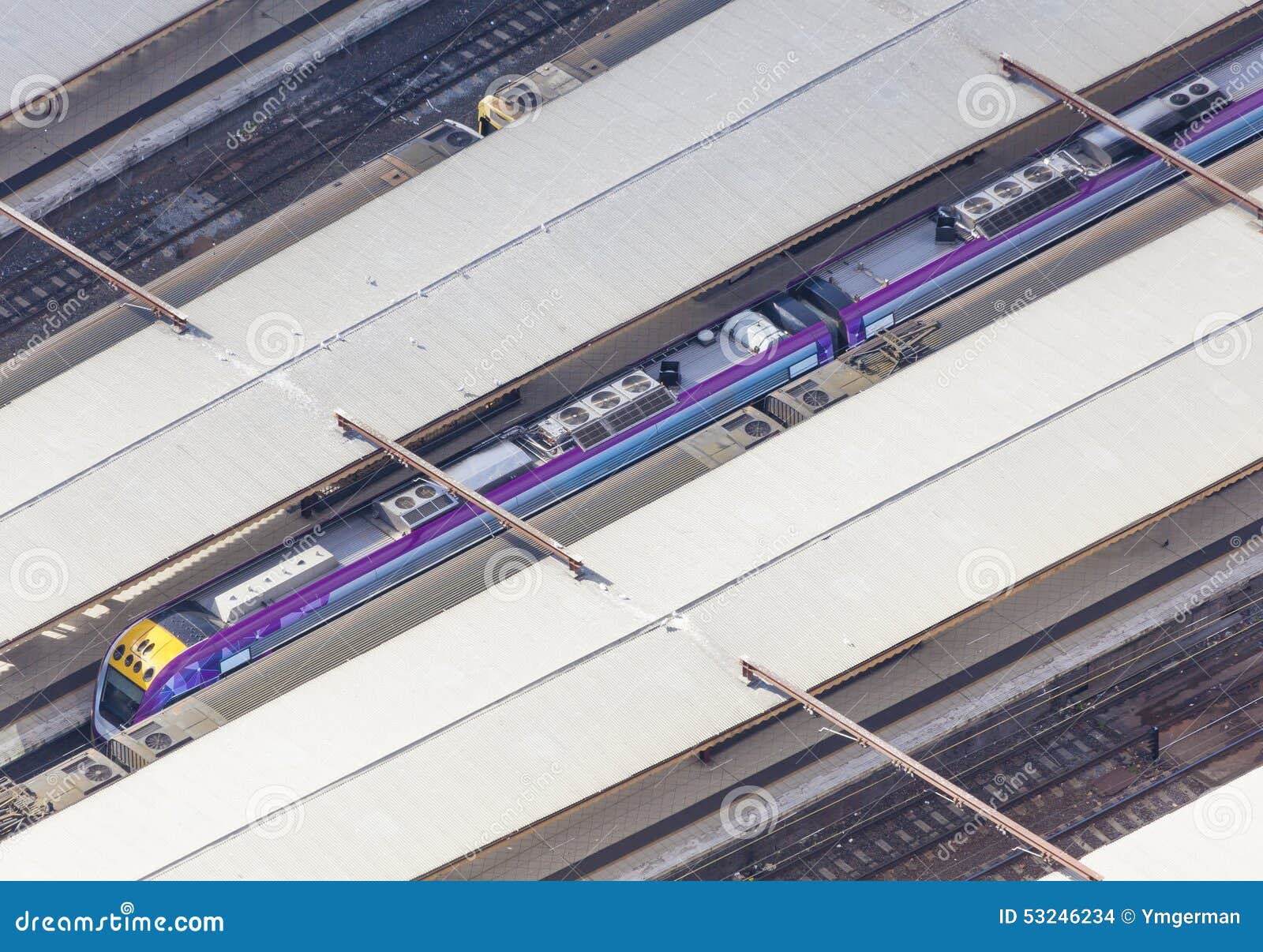 Aerial View of Train in a Railway Station Stock Photo - Image of ...