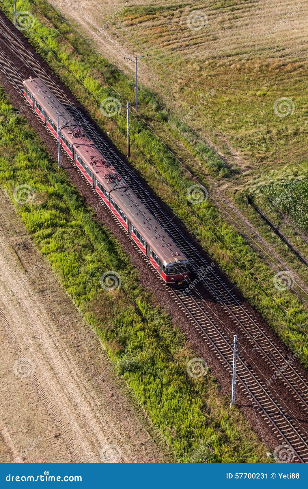 Aerial View of the Train and Railway Track Stock Image - Image of tower ...