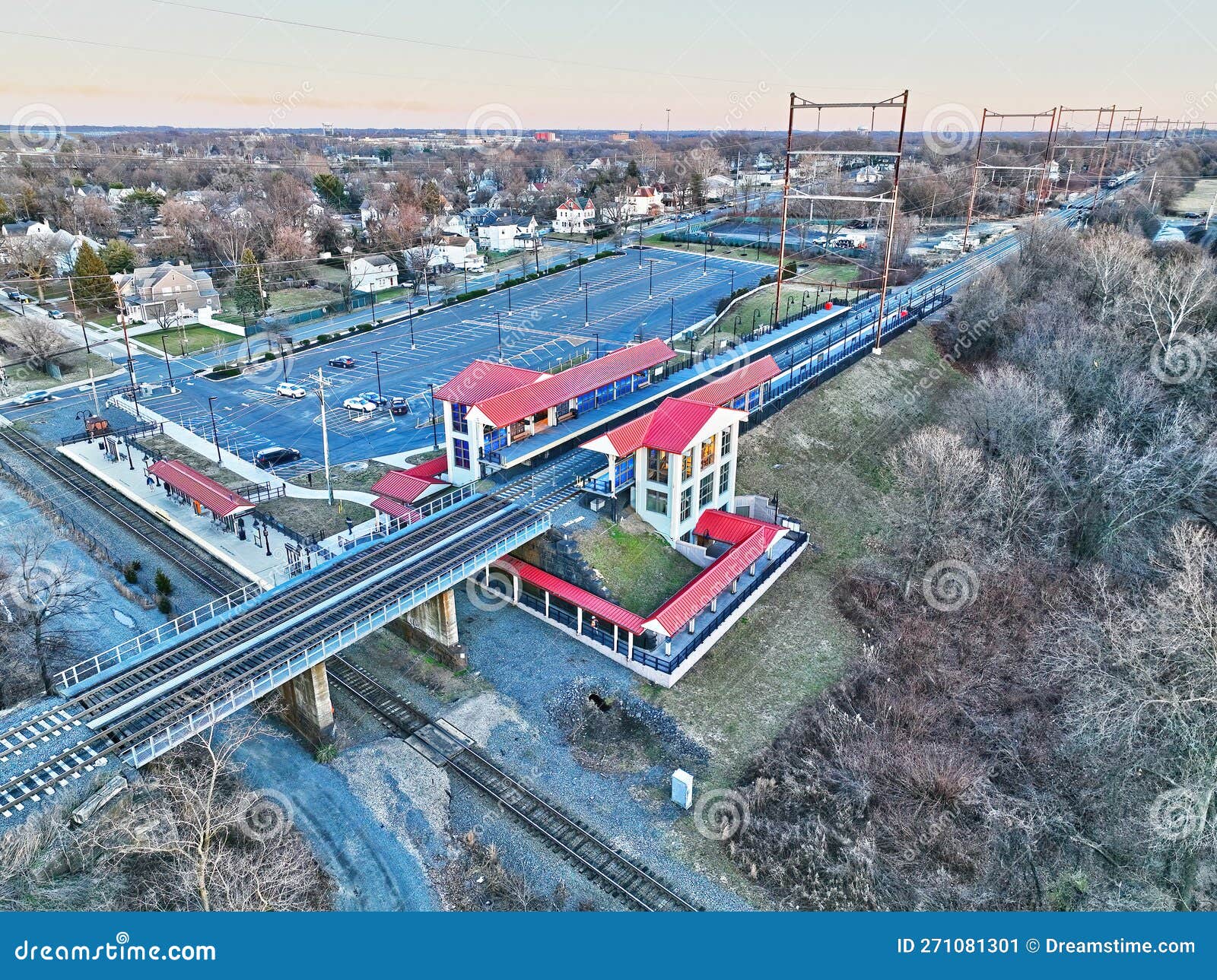 Aerial View of a Train Station Stock Image - Image of train, railroad ...