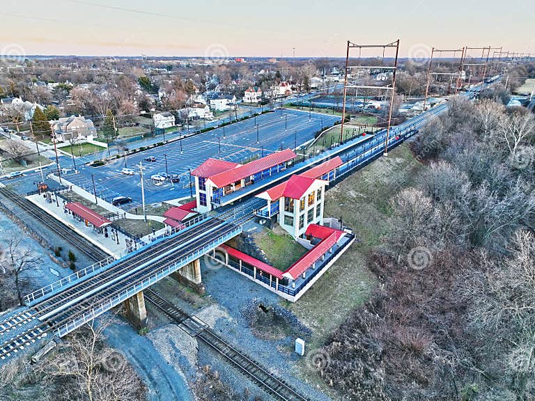 Aerial View of a Train Station Stock Image - Image of train, railroad ...
