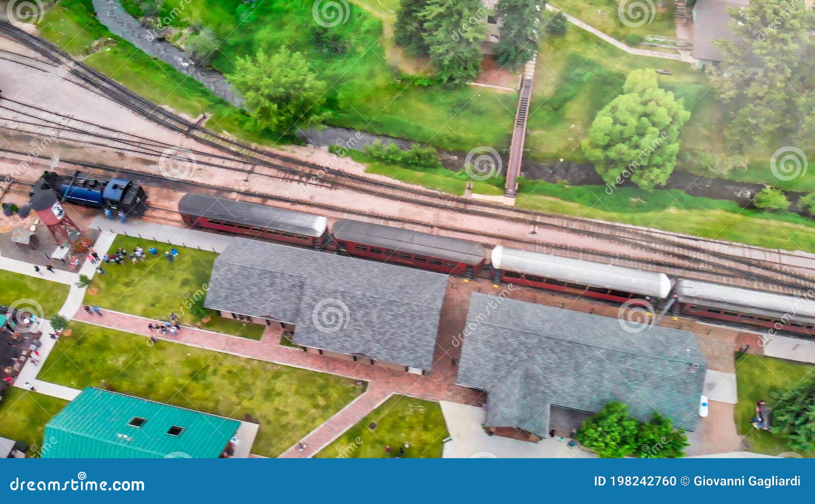Aerial View of Train Station in the Countryside Stock Photo - Image of ...