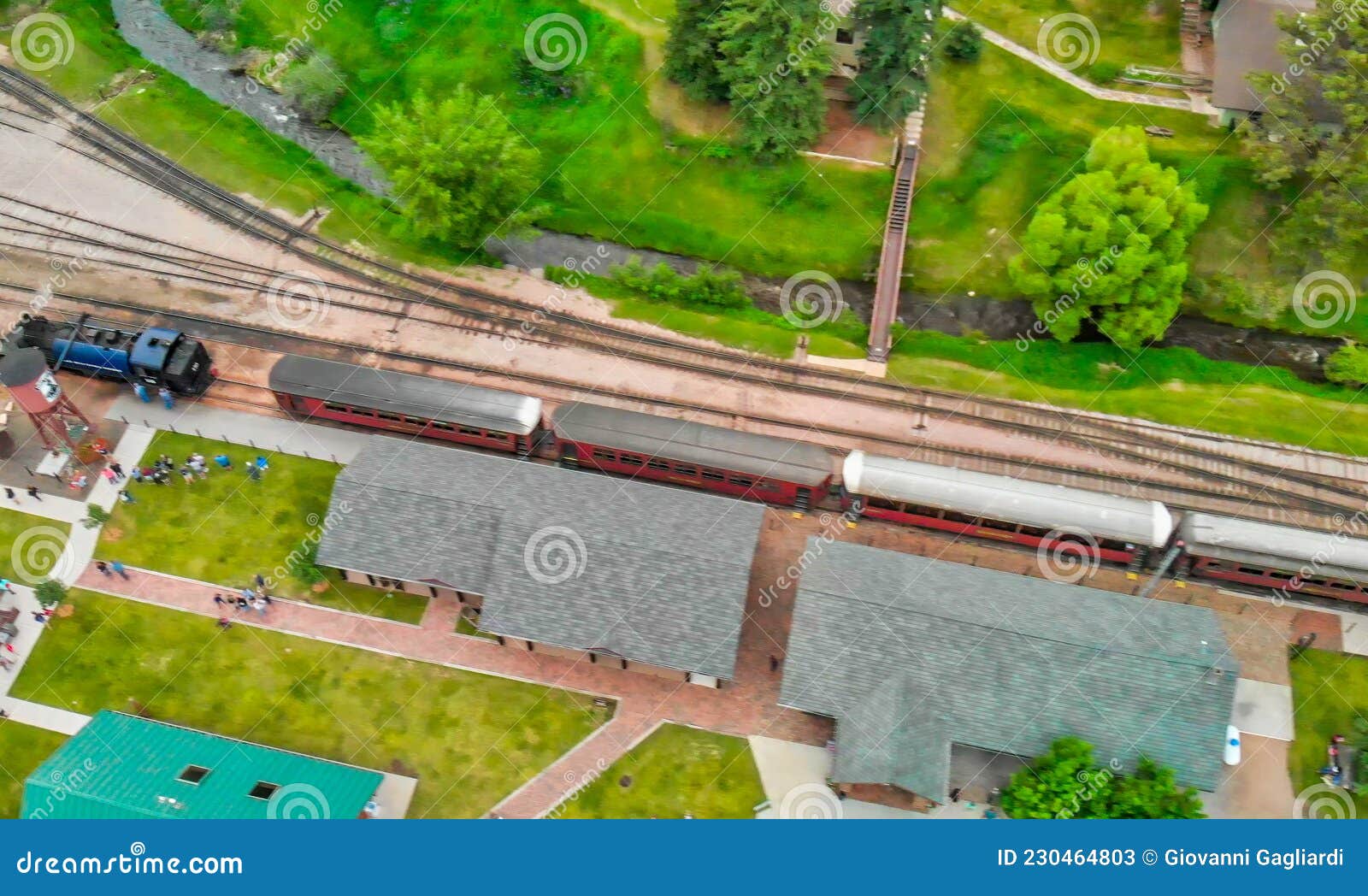 Aerial View of Train Station in the Countryside Stock Image - Image of ...