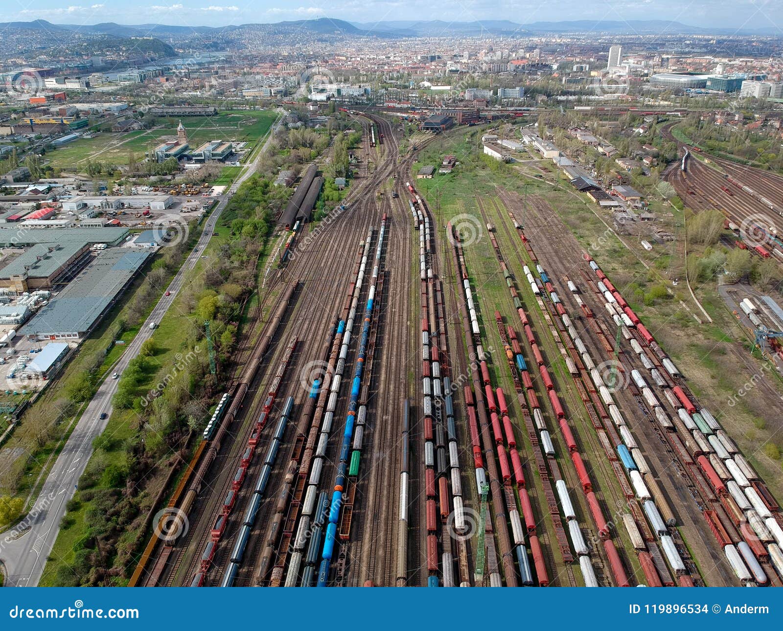 Aerial view of trains stock photo. Image of shipping - 119896534