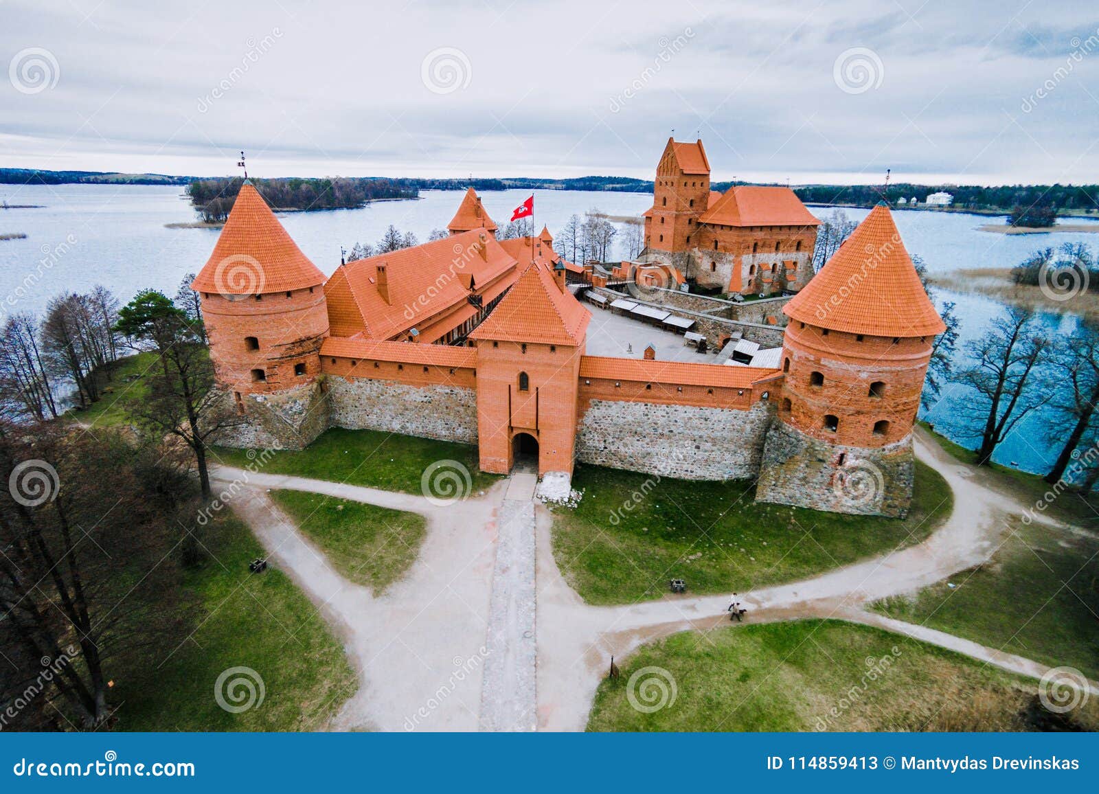 Aerial View of Trakai Castle in Lithuania Stock Image - Image of baltic ...