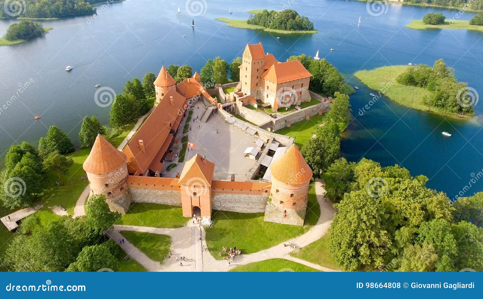 Aerial View of Trakai Castle, Lithuania Stock Photo - Image of gothic ...