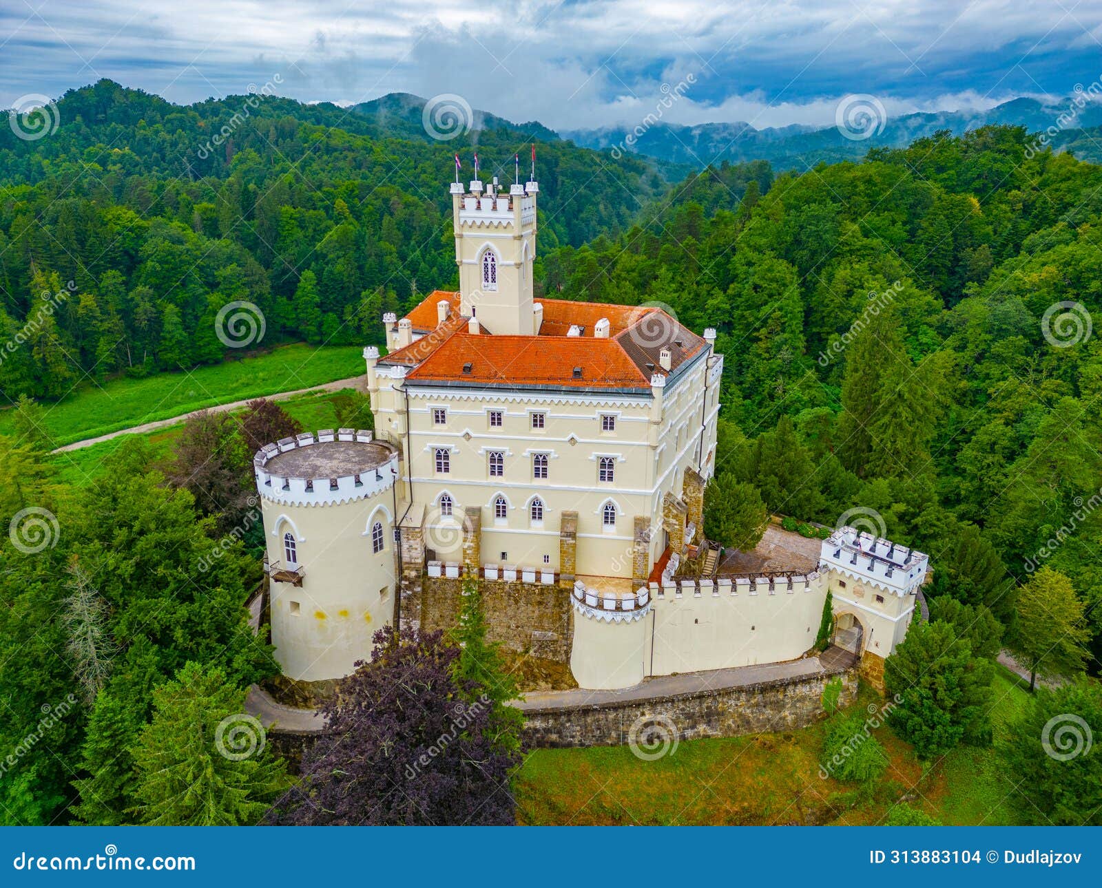 Aerial View of Trakoscan Castle in Croatia Stock Photo - Image of ...