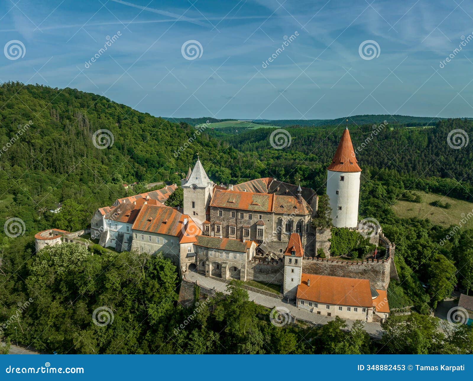 Aerial View of Triangular Shape Restored Gothic Medieval Castle ...