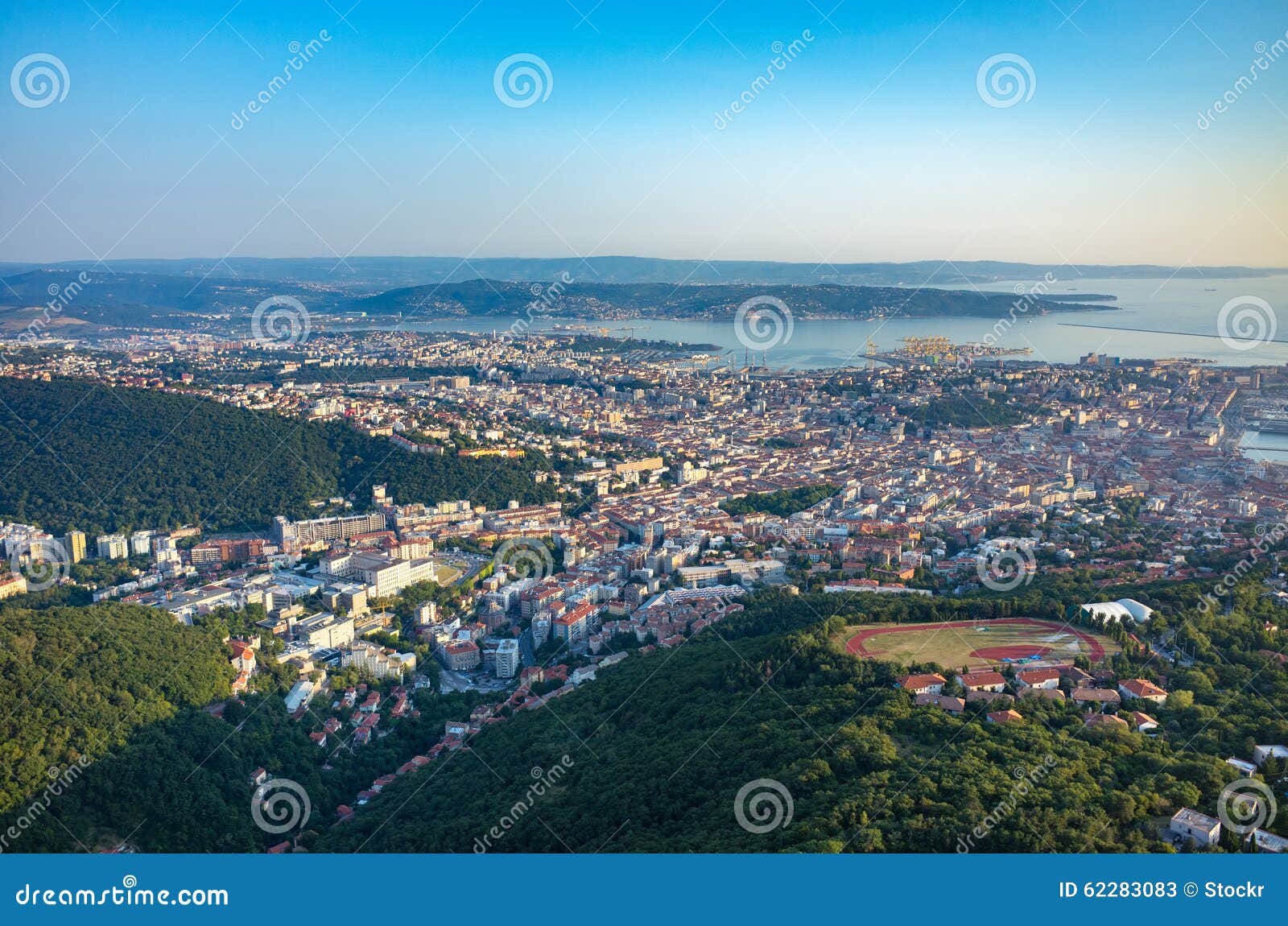 Aerial view on Trieste stock image. Image of mediterranean - 62283083