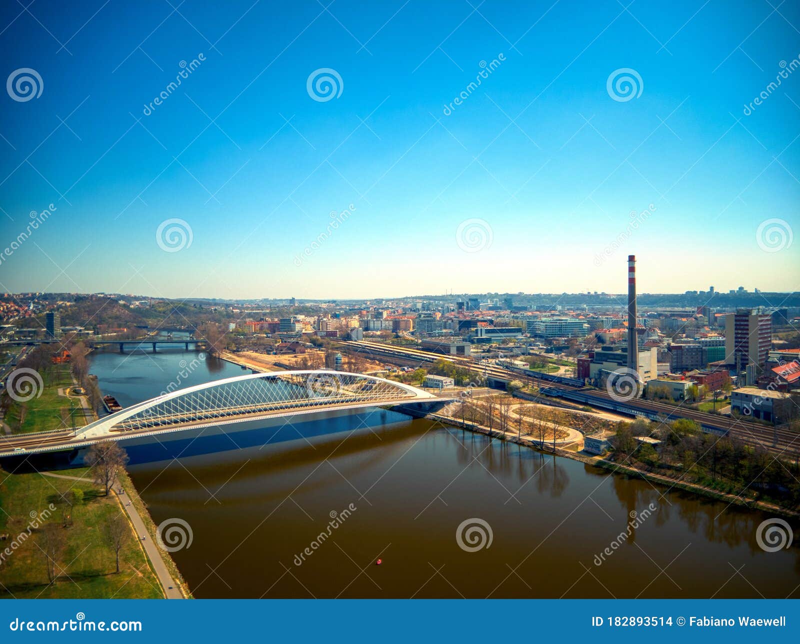 Aerial View of the Troja Bridge in Prague Stock Photo - Image of modern ...