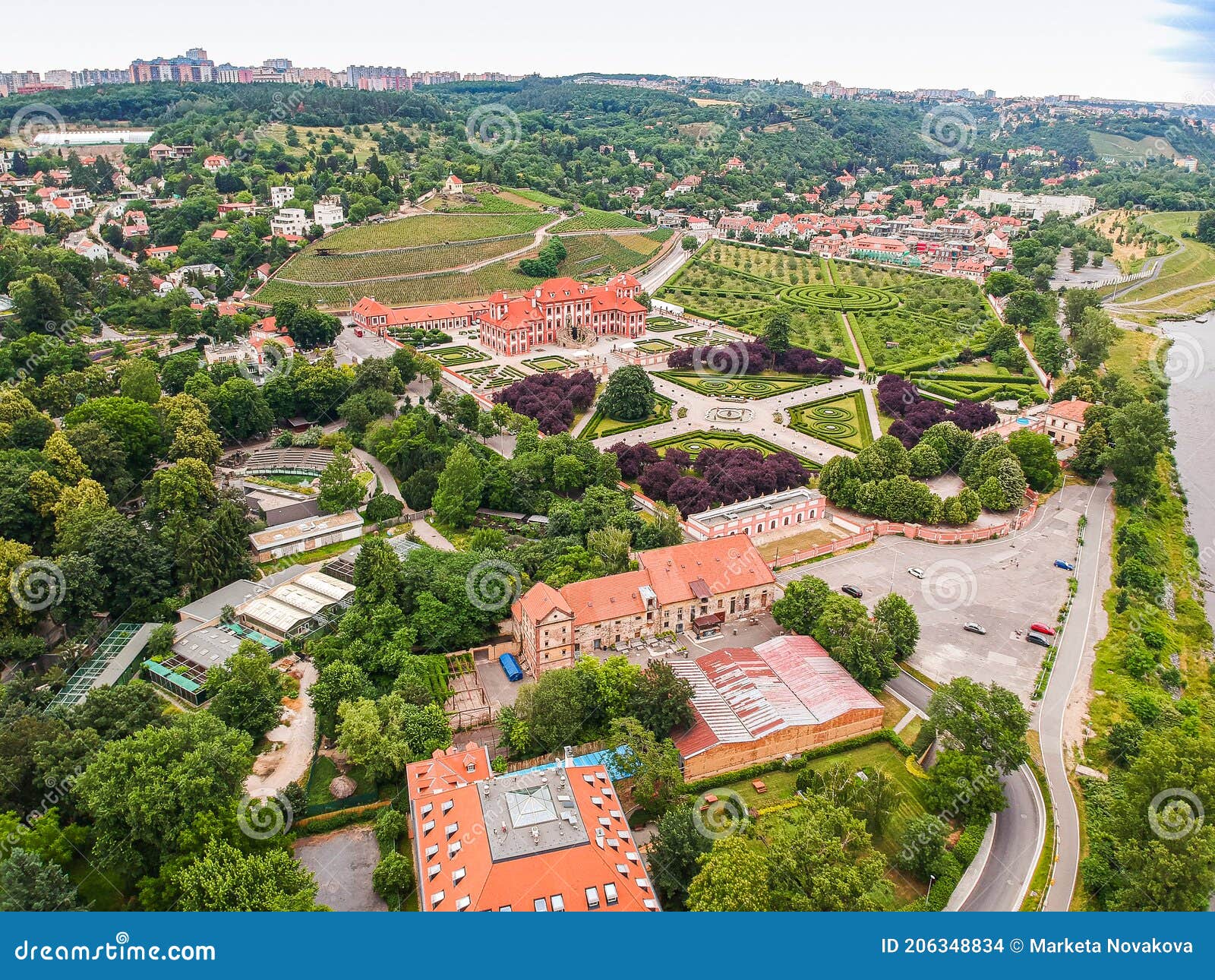 Aerial View of Troja Castle in Prague. Stock Photo - Image of palace ...
