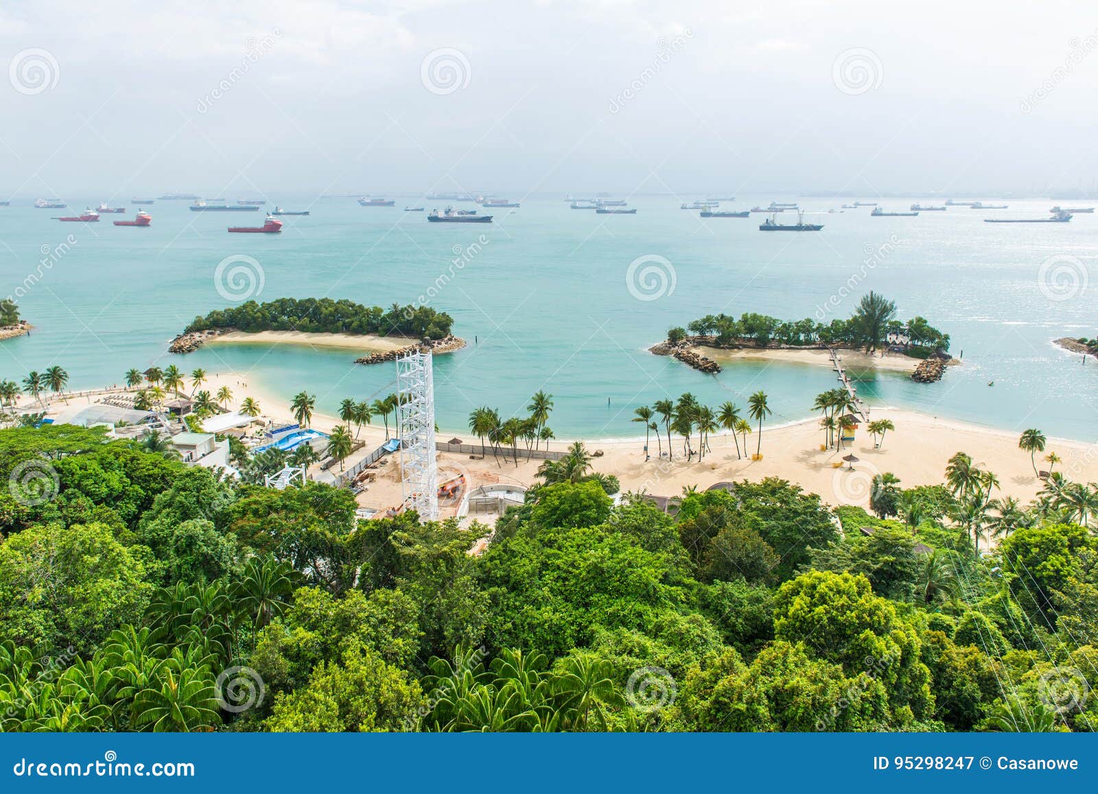 Aerial View of Tropical Beach in Sentosa Island Stock Image - Image of ...