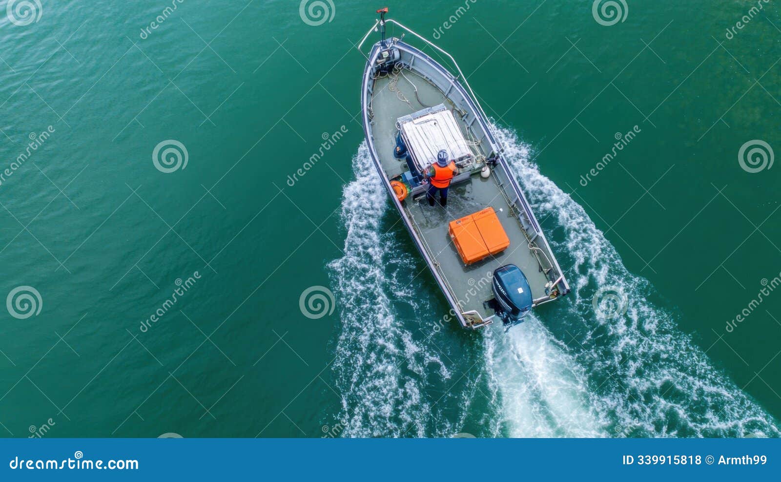 Aerial View of Tug Boat on the Sea Stock Illustration - Illustration of ...