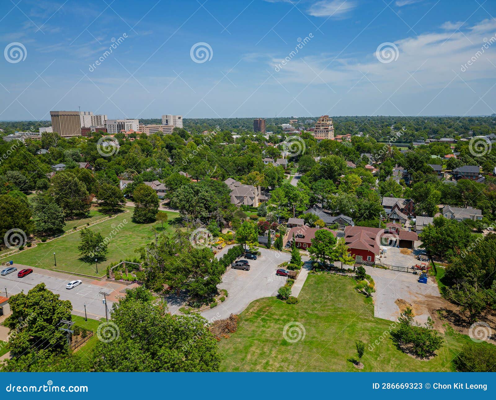 Aerial View of the Tulsa Cityscape Stock Image - Image of sunny, green ...