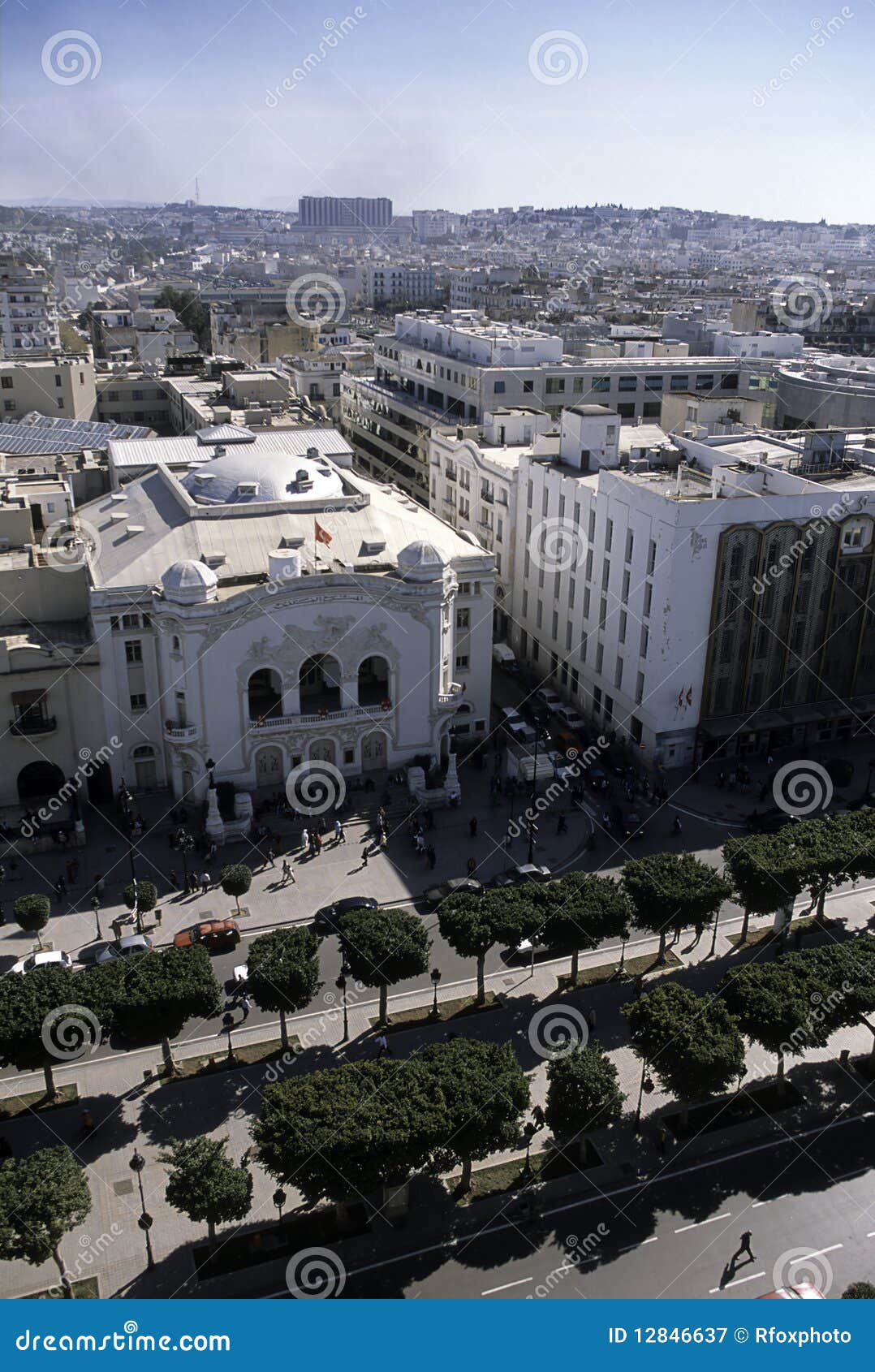 Aerial View- Tunis, Tunisia Stock Image - Image of road, blue: 12846637