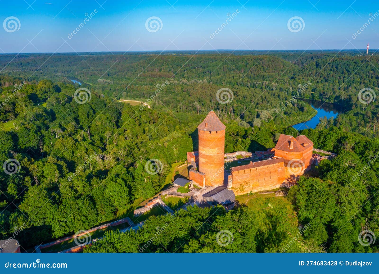 Aerial View of the Turaida Castle in Latvia Stock Photo - Image of ...