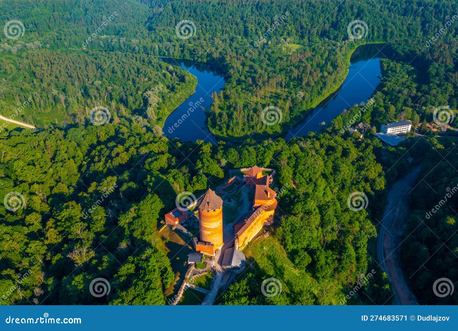Aerial View of the Turaida Castle in Latvia Stock Image - Image of ...