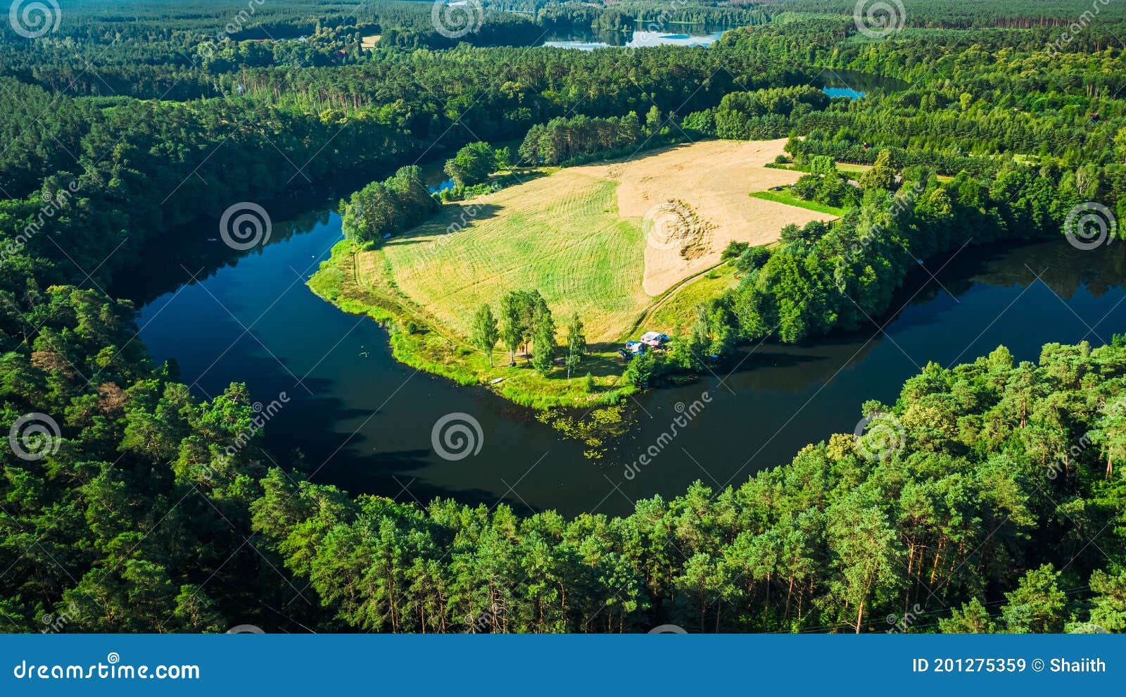 Aerial View of Turning River at Sunrise Stock Image - Image of river ...