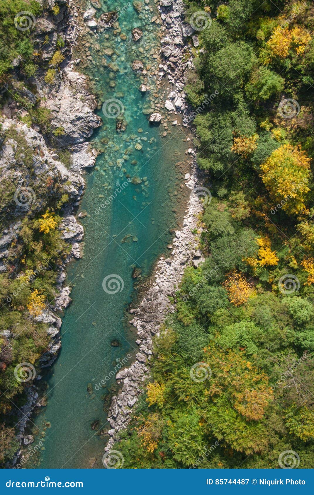 Aerial View of Turquoise Mountain River Stock Image - Image of color ...
